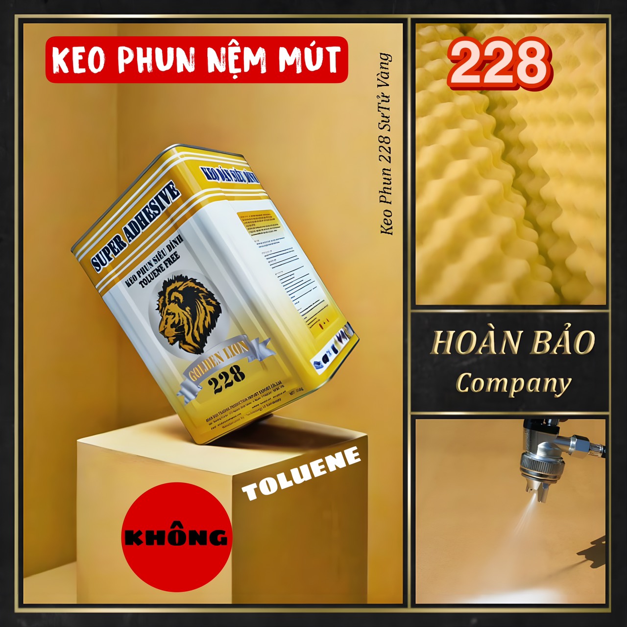 KEO PHUN MÚT XỐP 228 KHÔNG ĐỘC HẠI | KEO DÁN SƯ TỬ VÀNG